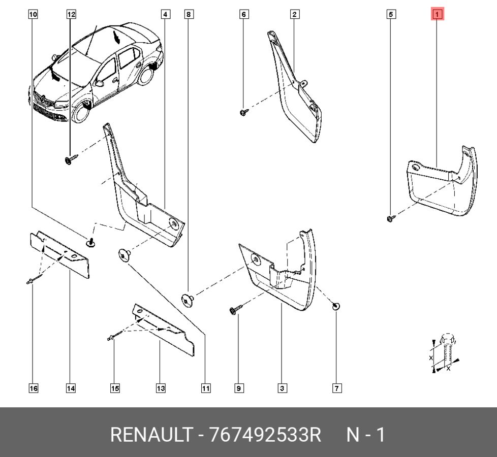 Брызговик зад. лев. org (RENAULT 767492533R)