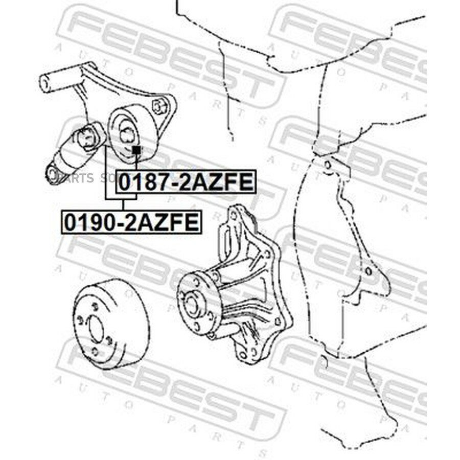 Ролик приводного ремня Toyota Avensis (T220, T250), Camry (V30, V40) (1AZ, 2AZ) с натяжителем \ FEBEST 0190-2AZFE FEBEST 01902AZFE | цена за 1 шт