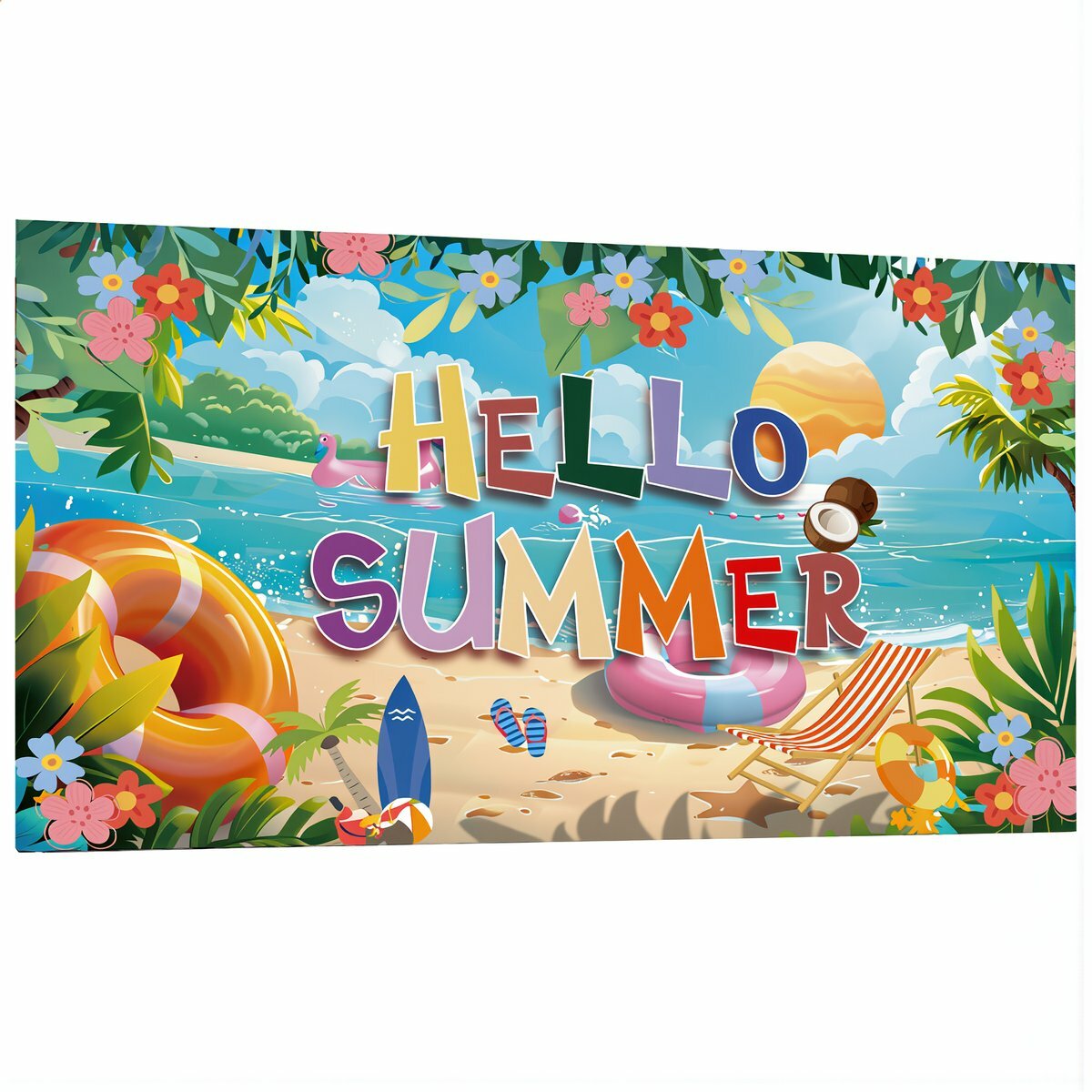 Декор для пространства HELLO SUMMER пляжный баннер для летней вечеринки пикник дача 150 на 90 см