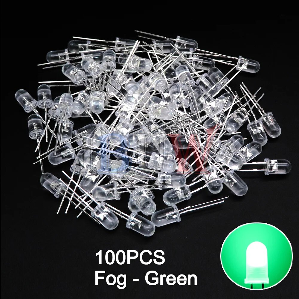 100шт Зеленые светодиоды 5мм Fog