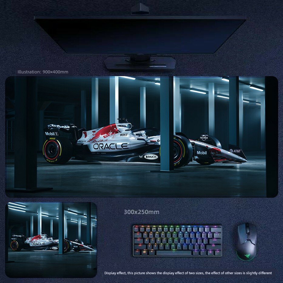 Коврик для стола F1 Red Bull Racing eSports 3 мм толщина 90x40 см игровая поверхность противоскользящая черный