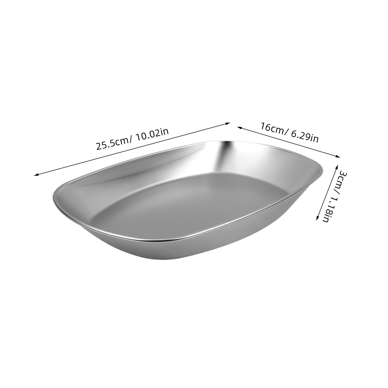 Блюдо Из Нержавеющей Стали Для Подачи Еды Серебристое 25.50X16.00X3.00Cm