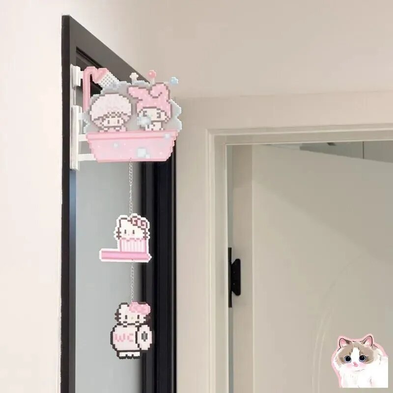Пиксельное украшение для ванной с My Melody и Hello Kitty Акриловый декор на дверь Подарок для девочки