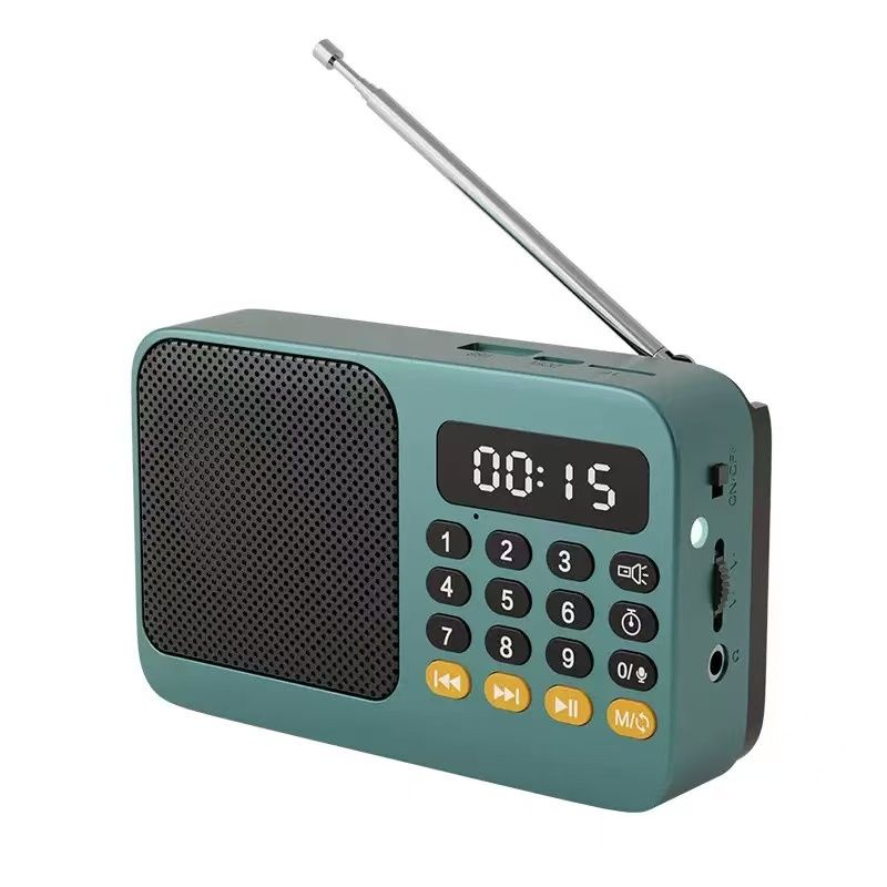 Мини FM-радио с Bluetooth и MP3-плеером, темно-зеленое, переносное, компактное, для прослушивания радио и аудиофайлов