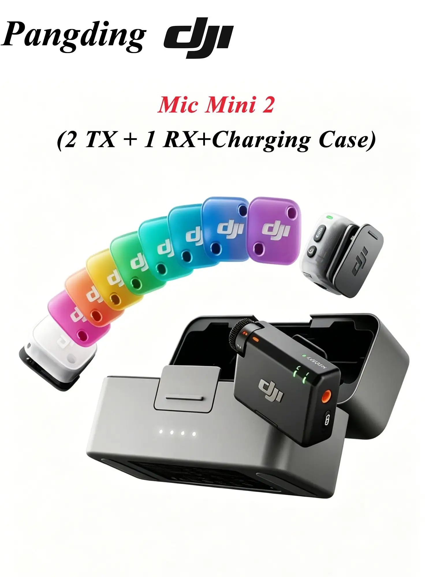 DJI Микрофон универсальный DJI Mic Mini 2 (2 передатчика + 1 приемник + зарядный кейс), Подходит для камер и телефонов, прозрачный, черный