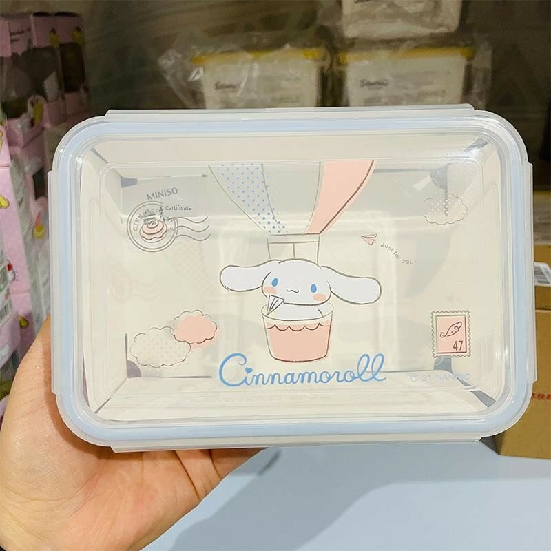 Ланчбокс MINISO Sanrio квадратный на замке 900 мл Синнаморолл для микроволновки контейнер с крышкой