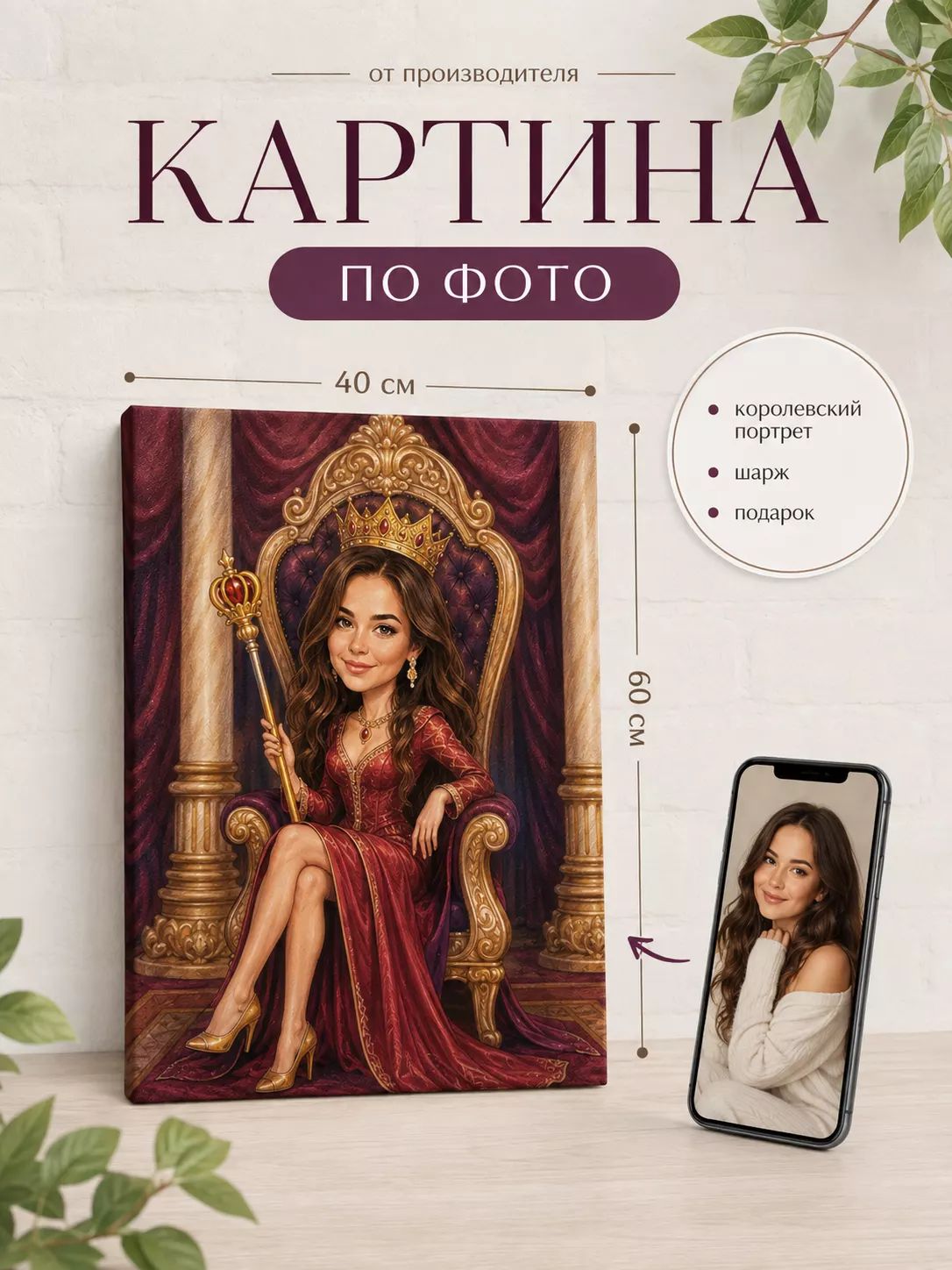 Зеркало ПроАрт Картина по фото на холсте на заказ 40х60 см