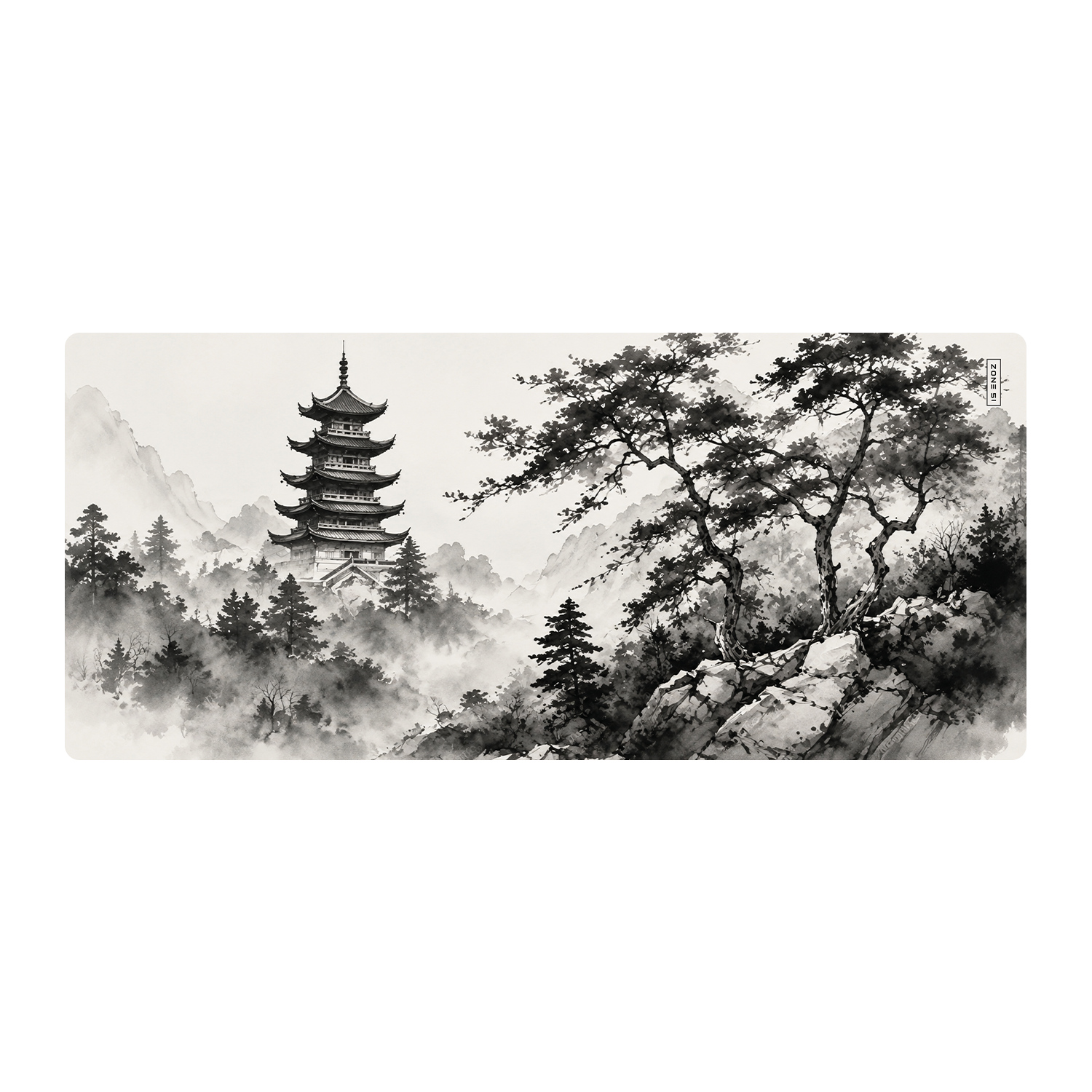 Игровой коврик ZONE 51 UKIYO-E XXL Polyester, 900*400*4мм, Black-White
