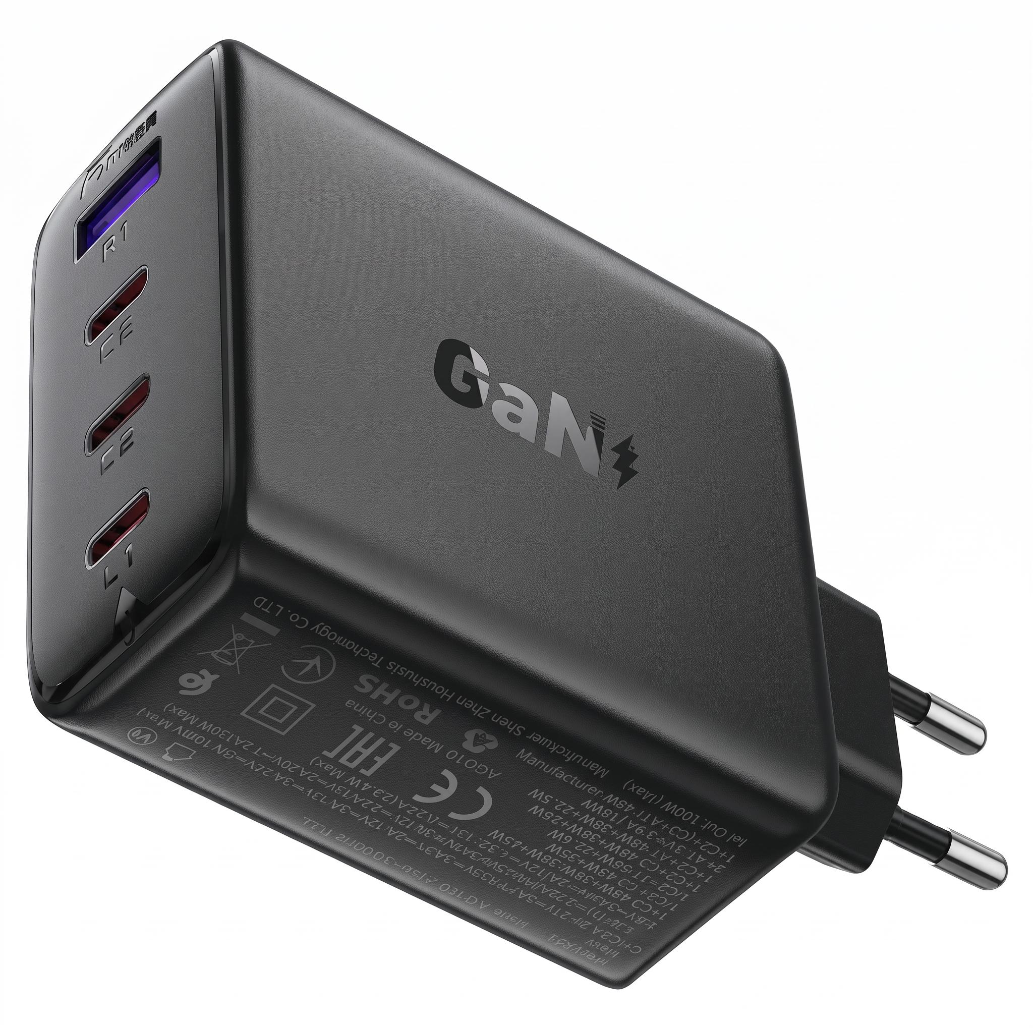 Сетевое зарядное устройство Acefast A94 GaN 1USB/3C 100W, EU, черное