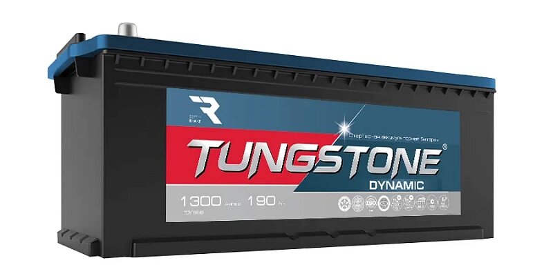 Аккумулятор автомобильный TUNGSTONE DYNAMIC 190 Ah 1300A ПП (516x223x223) росс . конус 516x223x223