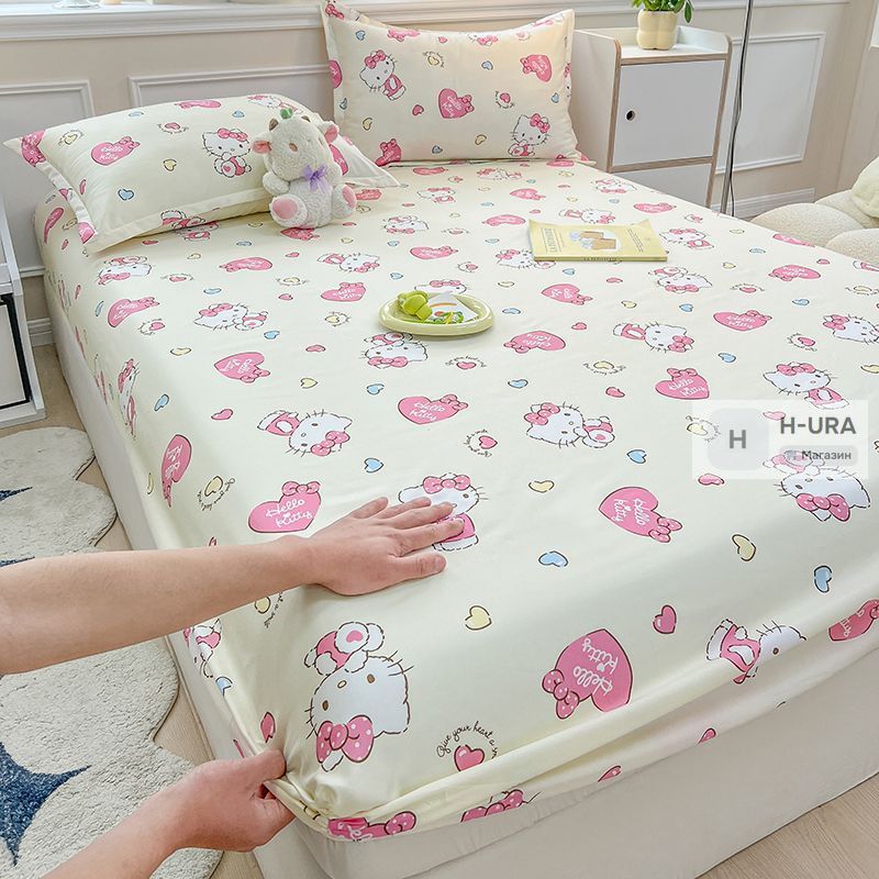Простыня на резинке 90x200 см микрофибра, разноцветный