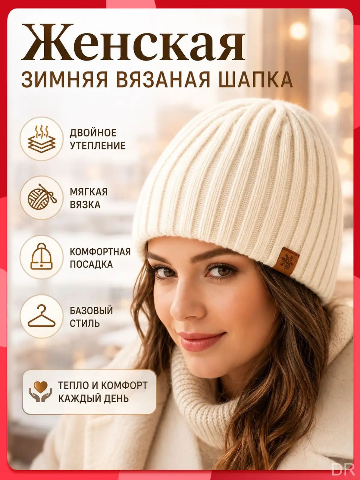Шапка-бини для женщин