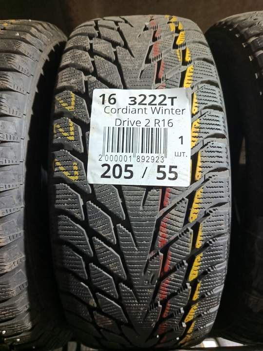 Зимние шины шипованные Cordiant Winter Drive 2 205/55 R16 50% износ