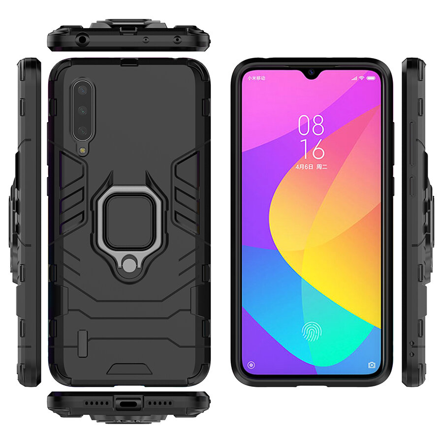 Противоударный чехол с кольцом Panther Case для Xiaomi Mi 9 Lite / CC9 черный