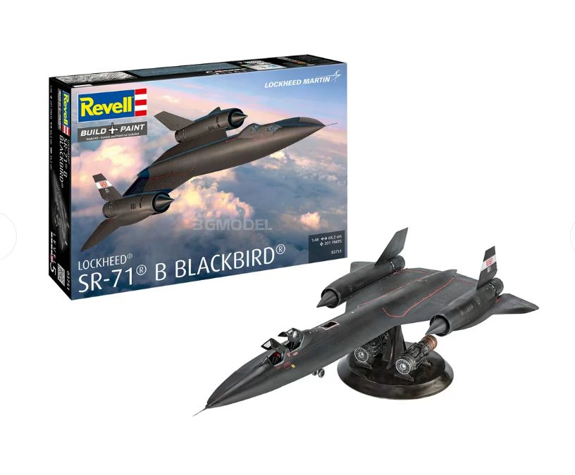 Сборная пластиковая модель разведчика Lockheed SR-71B Blackbird (двухместная учебная версия), масштаб 1:48, Revell 03751