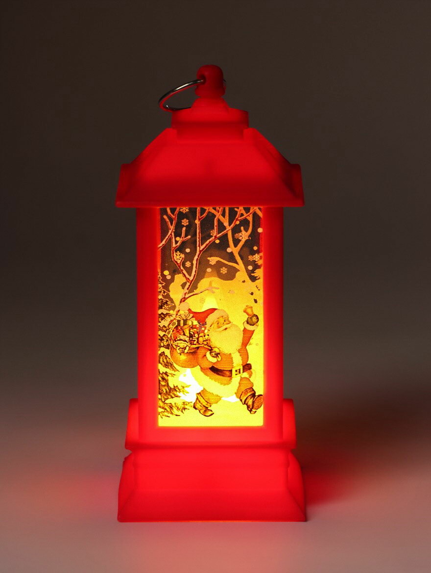 Фонарь новогодний LED "Дед Мороз с мешком подарков", 5.5x5.5x13.5 см, красный