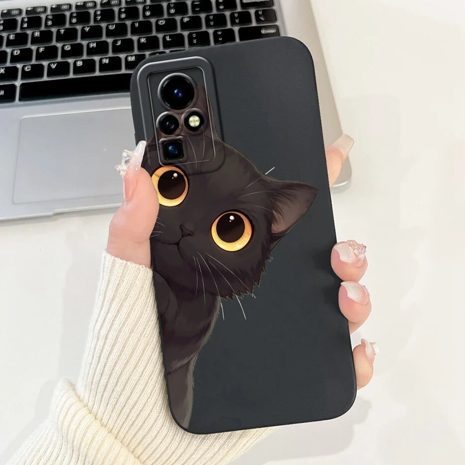 Черный чехол Infinix Zero X Pro с котиком