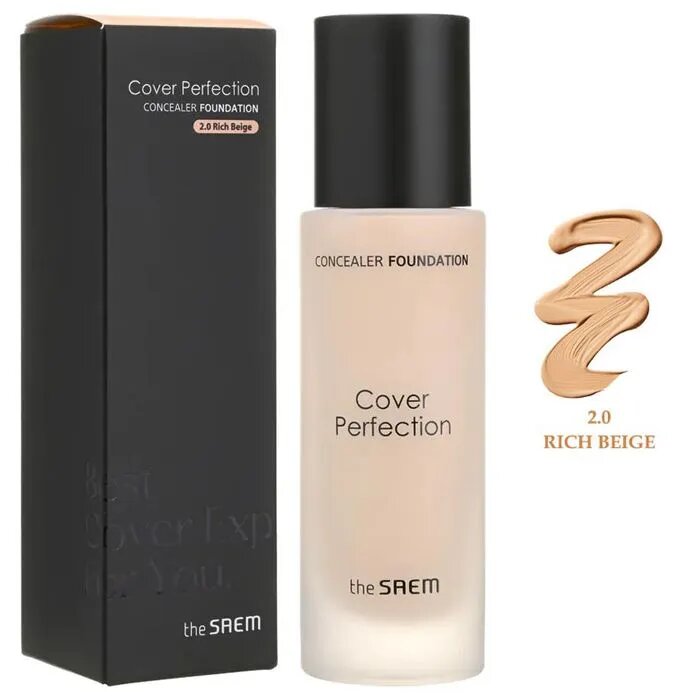 The Saem Тональный крем-консилер 30 мл Cover Perfection Concealer Foundation SPF40, оттенок 2.0 Rich Beige