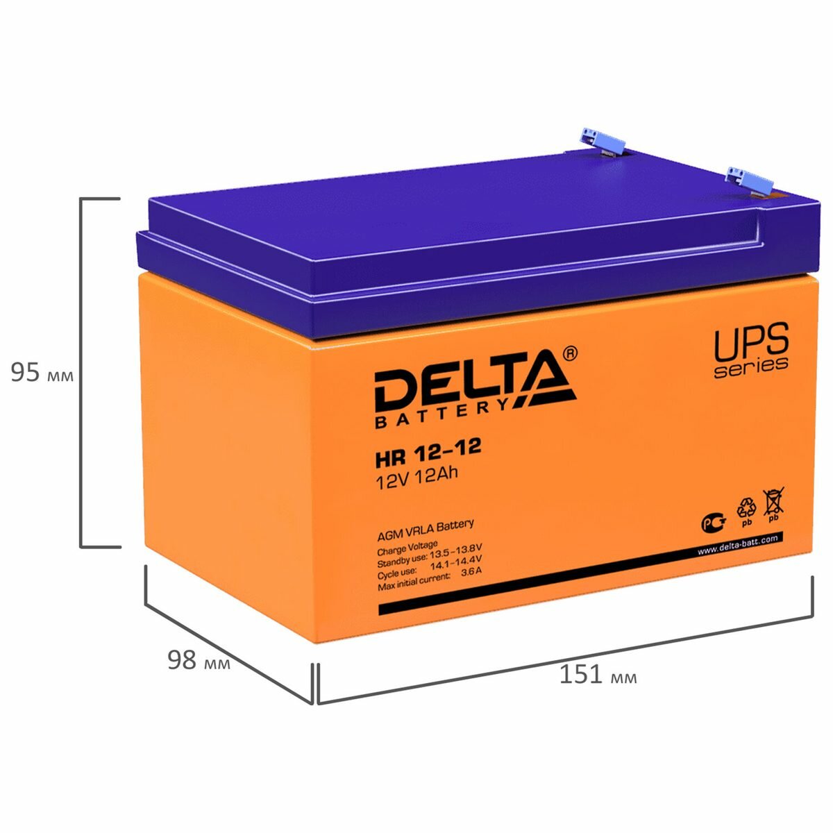 Батарея для ИБП Delta HR 12-12, 12 Ач (HR 12-12), 4шт.