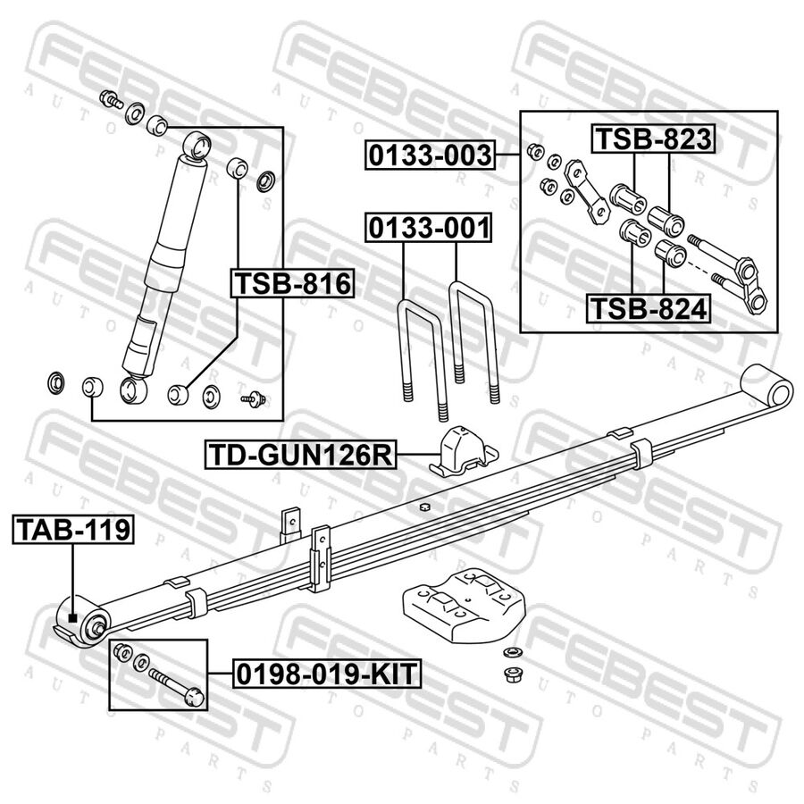Отбойник рессоры задней toyota hilux ggn1##, gun1##, kun1##, lan125, tgn1## 2015.05- gr (FEBEST TD-GUN126R)