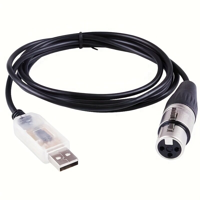 Адаптер-конвертер USB в DMX512 с разъемом XLR 3 pin для контроллера сценического освещения и диммера, кабель RS485, черный