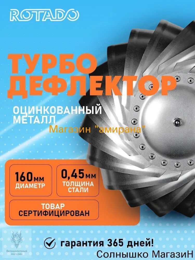 Турбодефлектор ТД-160 оцинкованный металл, дефлектор для вентиляции, внутренний диаметр 160 мм