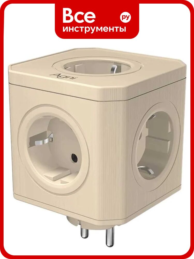 Тройник для розетки AGNI 5 розеток 220, цвет слоновой кости TP-VE5E-ivory