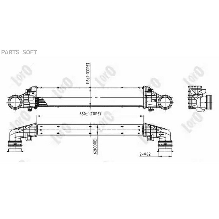 Интеркулер MB E-CLASS W 211 (02-) E 200 KOMPRESSOR (MAN/AUT, AC +/-, PETROL) от официального дистрибьютора, LORO, артикул 0540180014