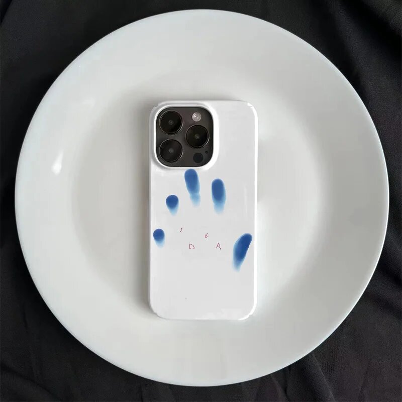 Чехол для телефона Ins Art Blue Finger Simple Text для iPhone 17Air 17 16 15 14 13 12 11 Pro Max 15 Plus, мягкий силиконовый ударопрочный чехол.