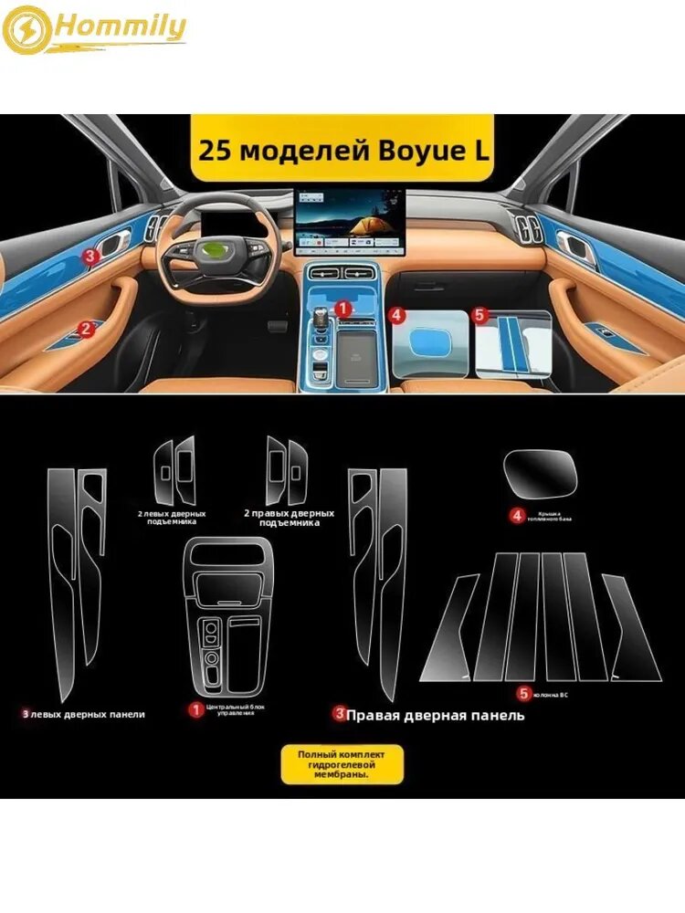 2025 GEELY BOYUE L Защитная пленка из ТПУ для автомобильных внутренних панелей, geely boyue l Автозапчасти