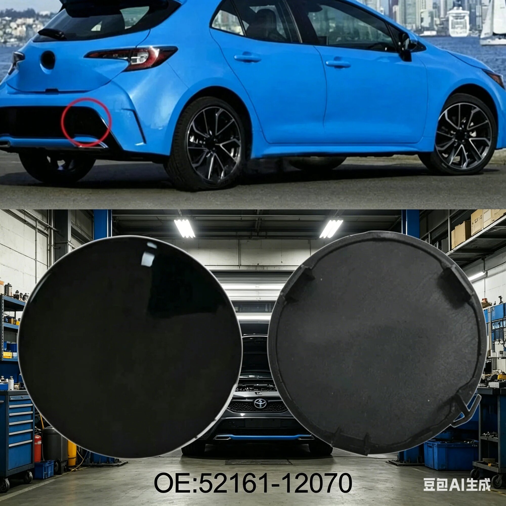 Заглушка буксировочного крюка заднего бампера для Toyota Corolla Hatchback 2019-2022, артикул 5216912170