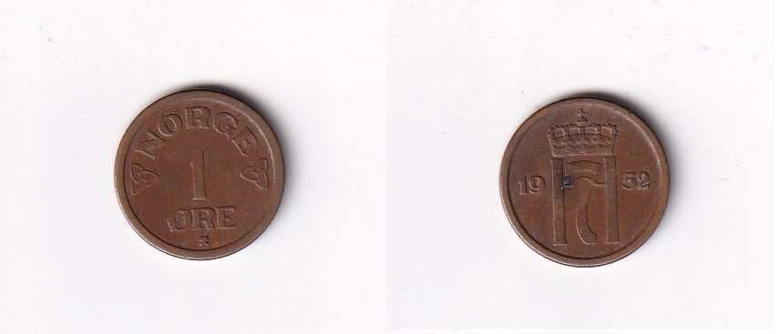 Норвегия 1 эре 1952 год