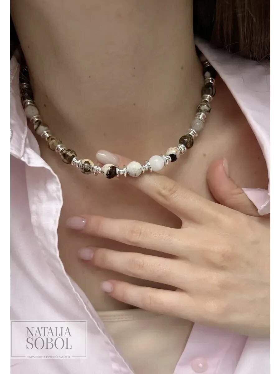 Чокер Natalia Sobol, гематит, яшма