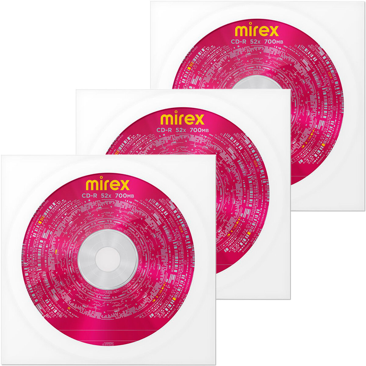 Диски Mirex CD-R (3 штуки) в бумажных конвертах, 700 Мб, 52x (UL120052A8C)