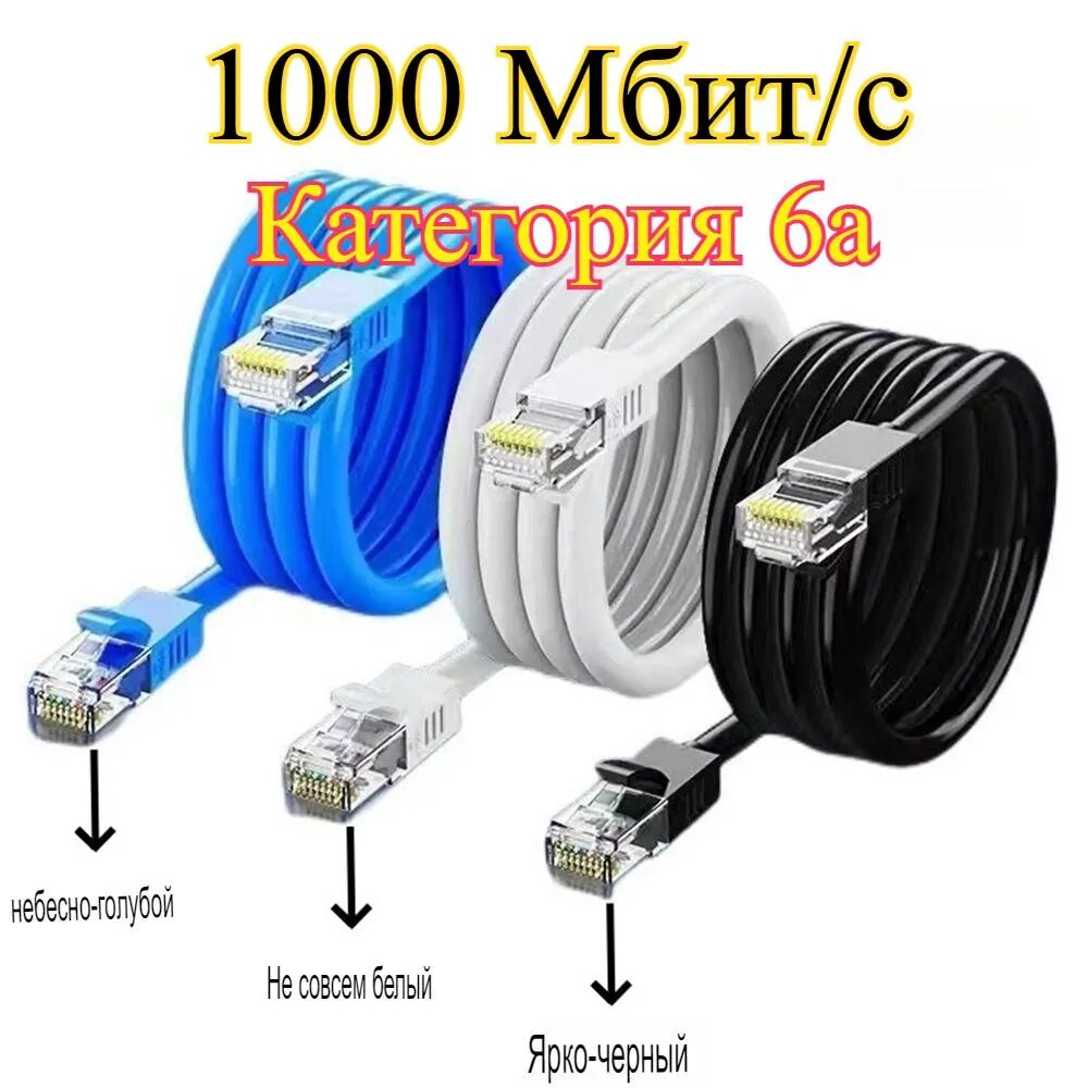 Кабель для интернет-соединения RJ-45/RJ-45, 20 м, черный