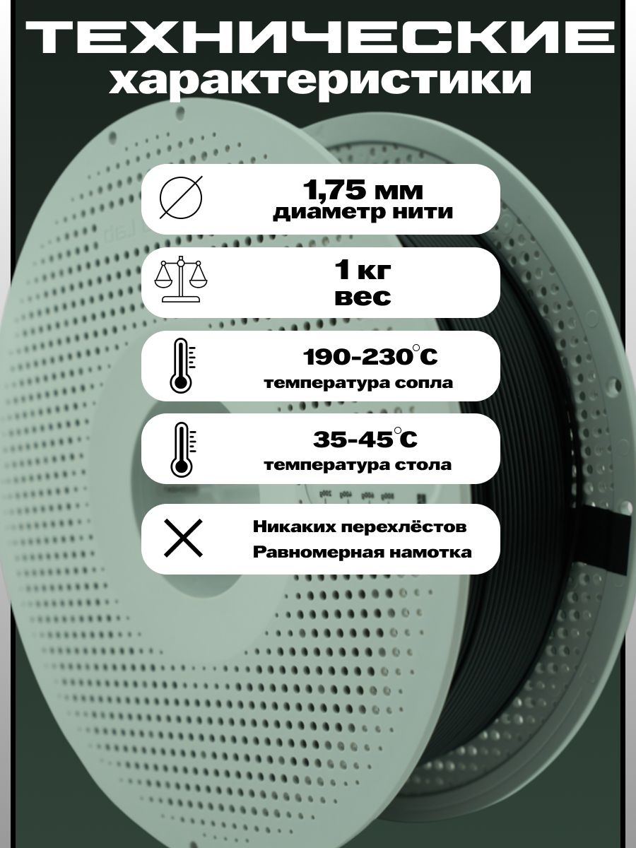 Пластик для 3Д принтера Bambu Lab PLA Matte Charcoal — фото 1