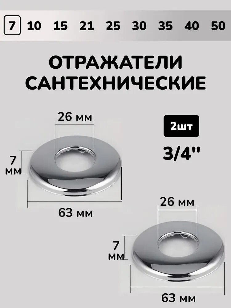 Отражатель для смесителя и полотенцесушителя сантехнический хром круглый глубокий 3/4, 2шт.