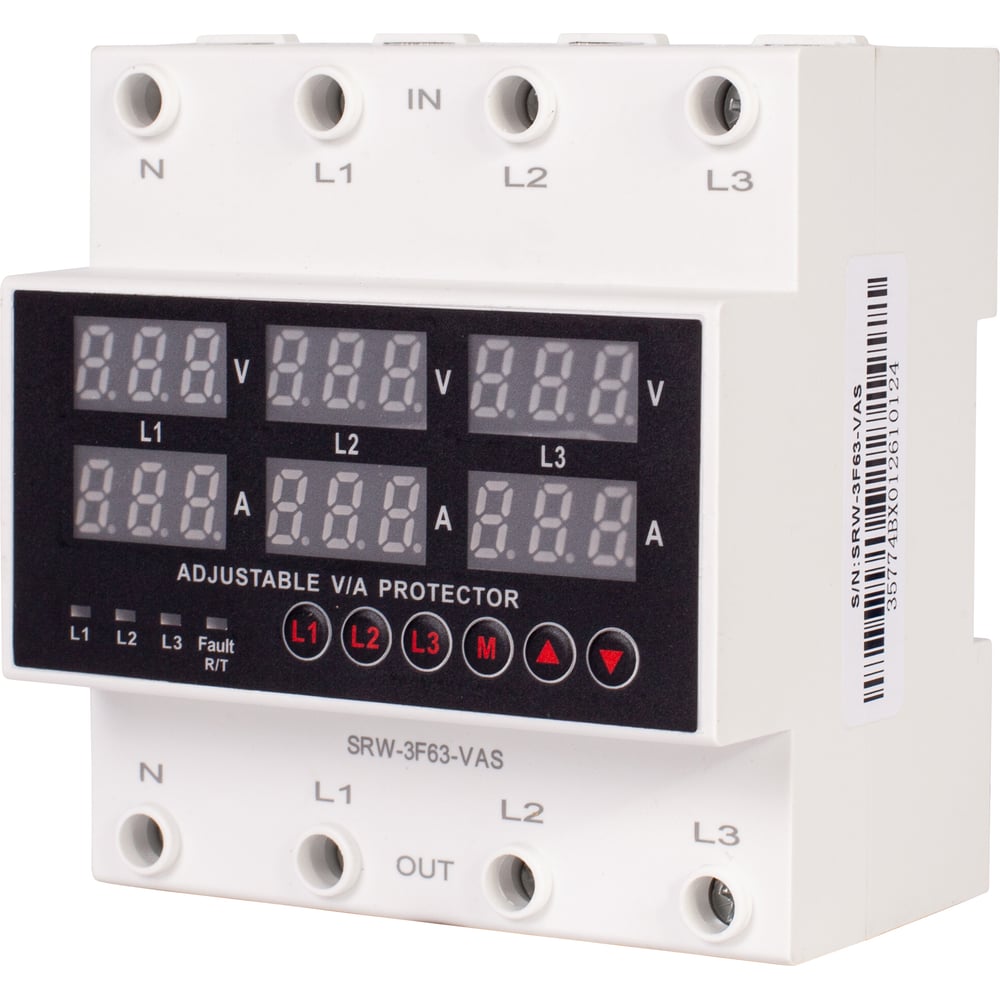 Реле напряжения трехфазное RUCELF SRW-3F63-VAS КА-00010962