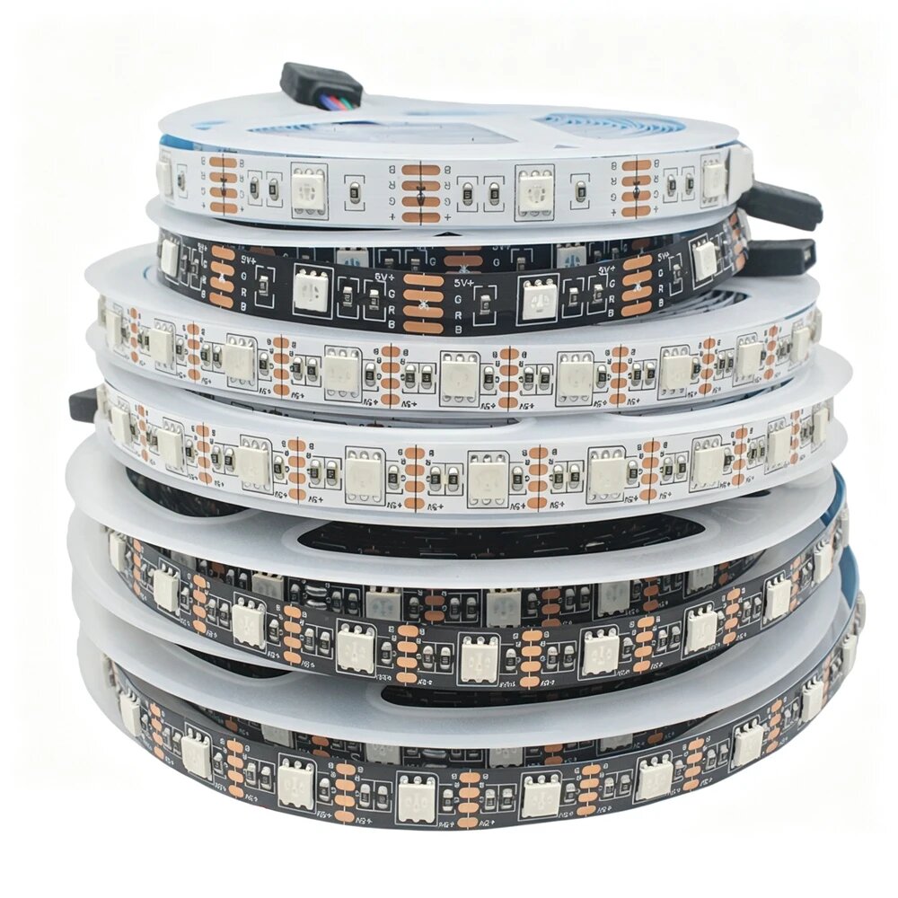 HICCIN RGB светодиодная лента 5V 30/60LED/м Black PCB, 60 LEDs Per Meter, 0.5m, IP65 Waterproof