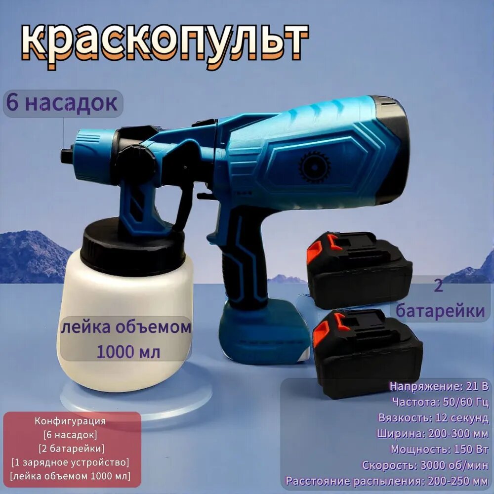 Сетевой краскопульт электрический мощный,3000 об/мин.