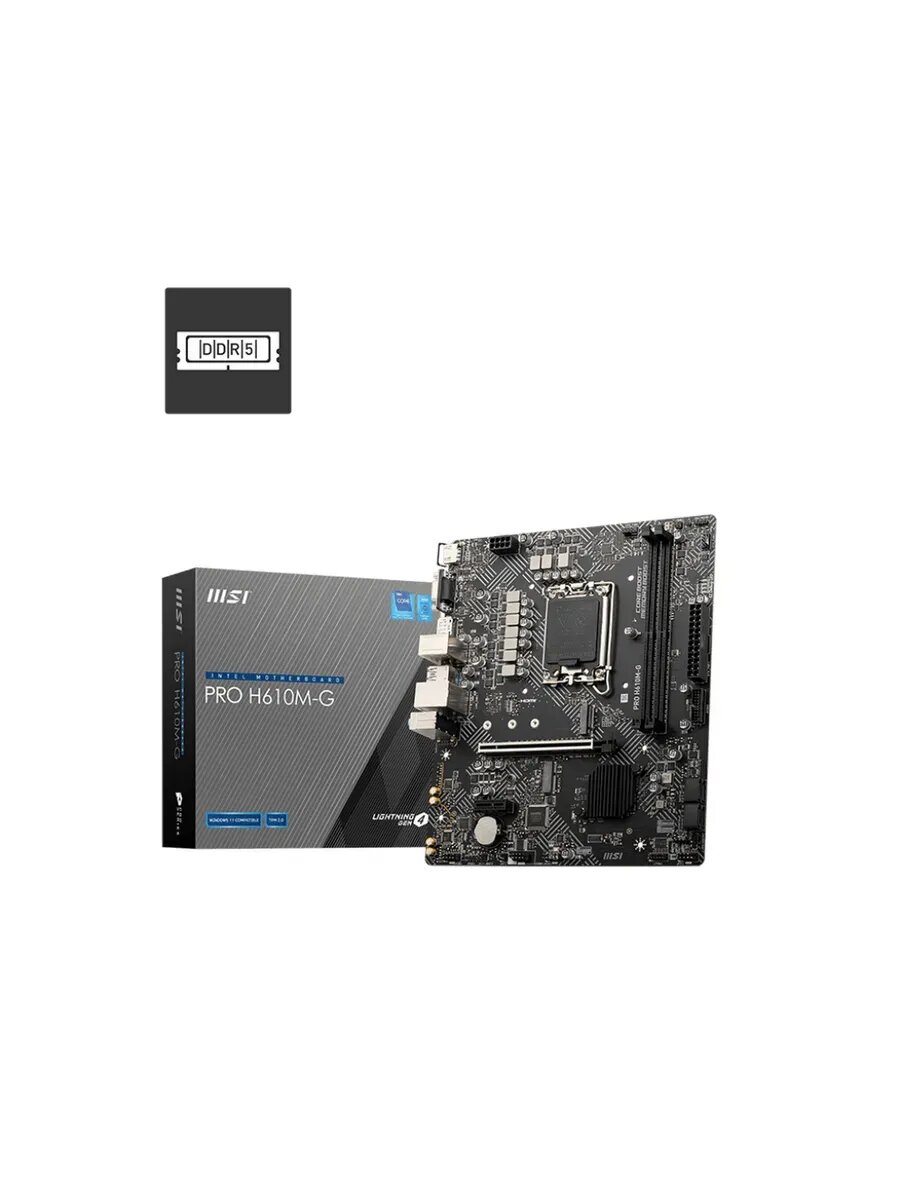 Материнская плата MSI PRO H610M-G, DDR5, microATX, пассивное охлаждение