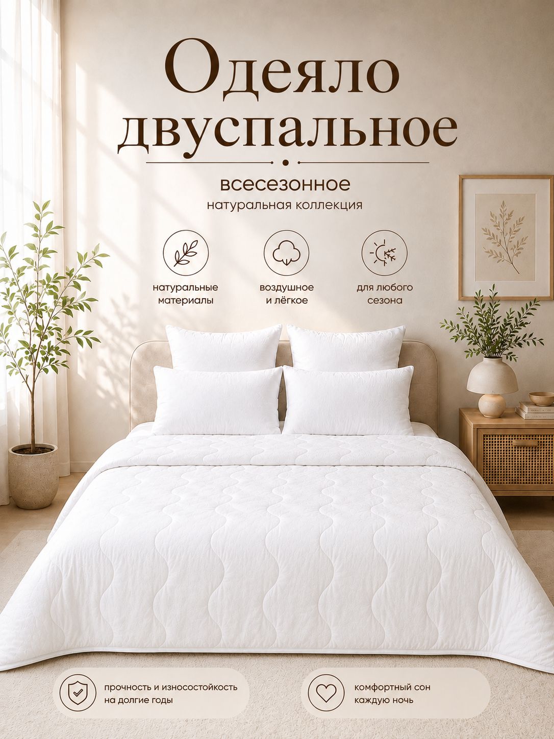 Асика комфорт Одеяло Двуспальный 175x210 см, Всесезонное, с наполнителем экофайбер, комплект из 1 шт