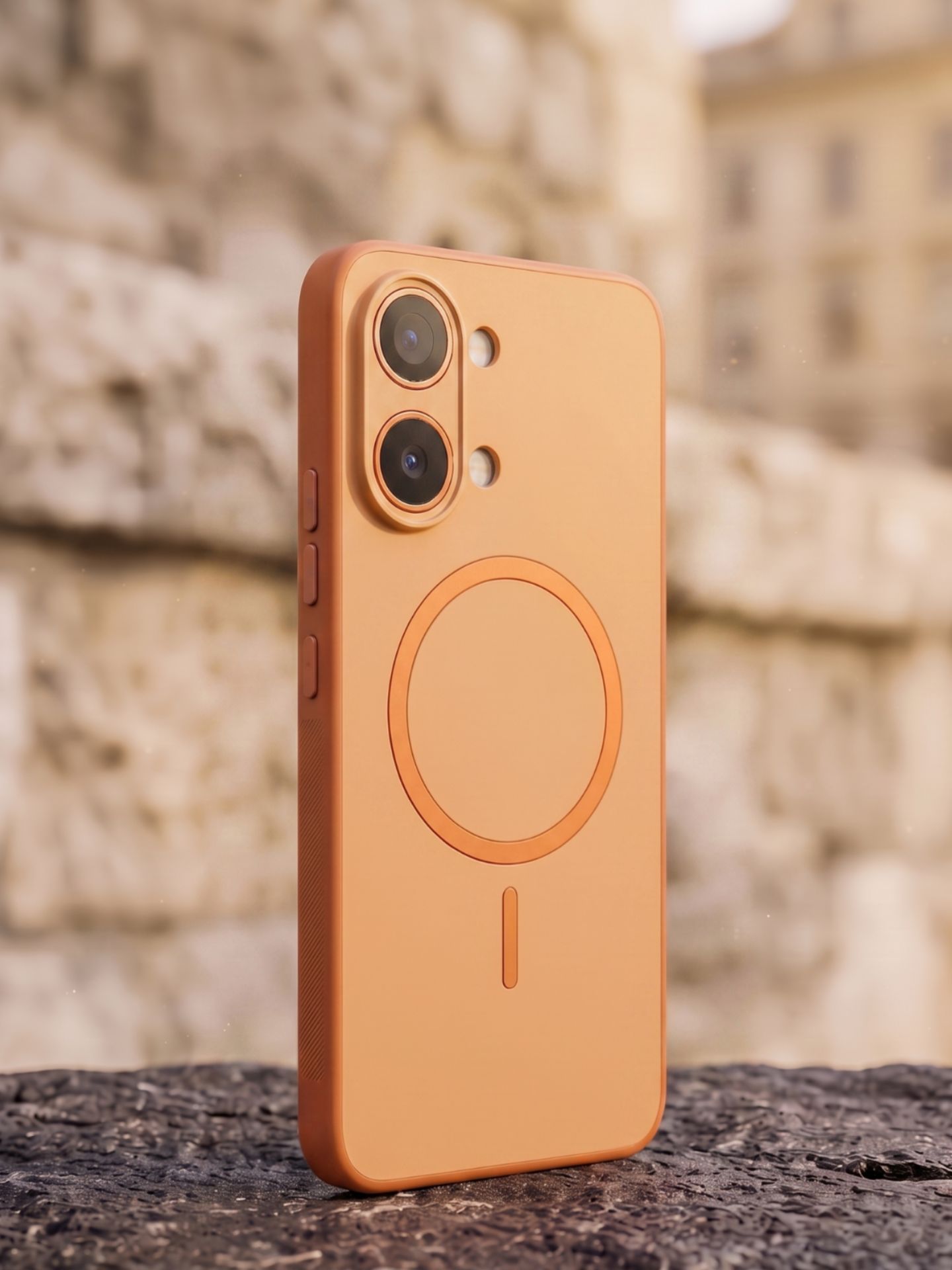 Чехол на Poco X8 Pro Max стиль Magsafe / Поко Х8 Про Макс стиль Максэйф без магнита противоударный оранжевый модель BRIGHT