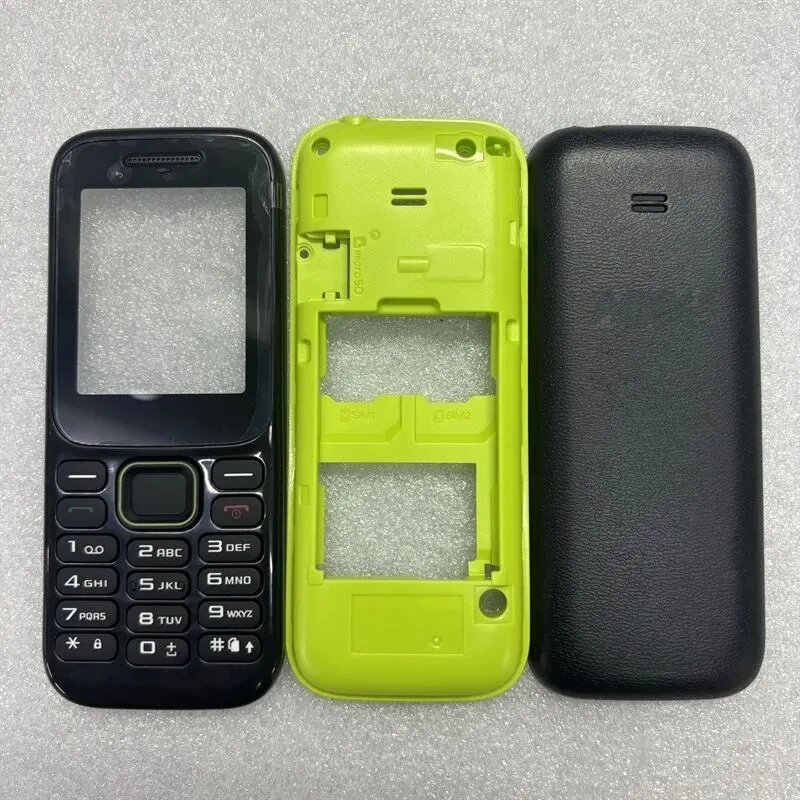 Полный комплект корпуса для Samsung B310E, включающий переднюю и среднюю рамки, а также заднюю крышку для батареи. Запасные части.