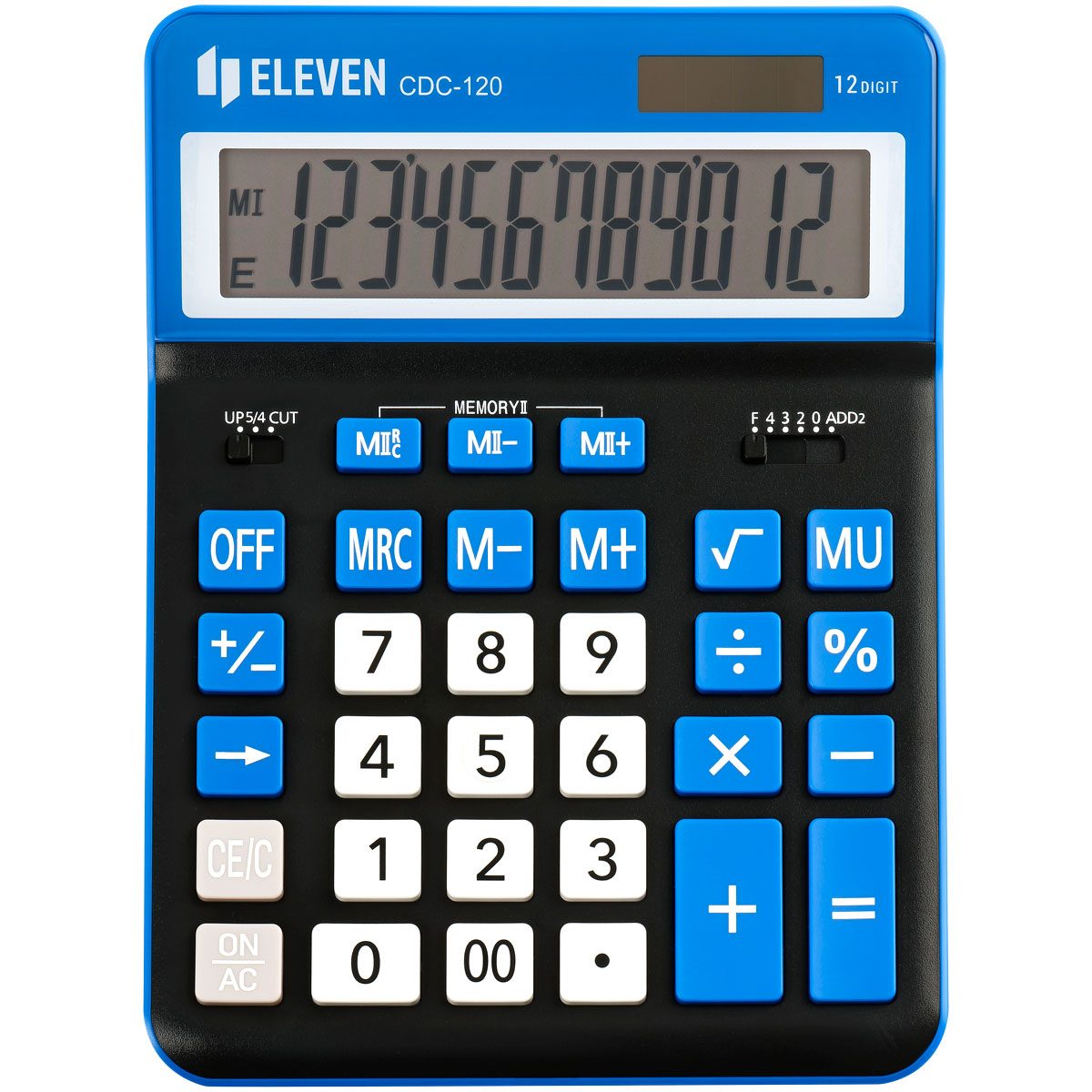 Калькулятор настольный Eleven CDC-120-BK/NV, 12-разрядный, дв. питание, черный/темно-синий (CDC-120-BK/NV), 20шт.