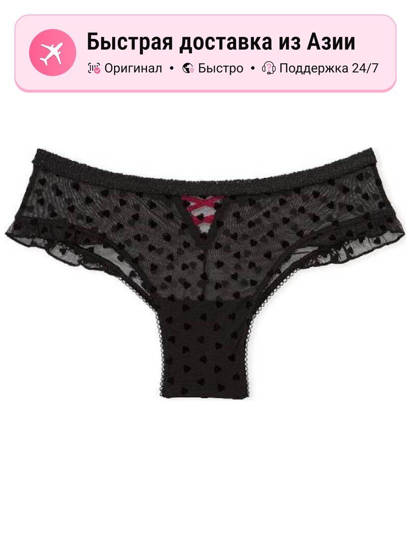 Стринги женские VICTORIA'S SECRET 10274751 черный принт сердечки, M EU