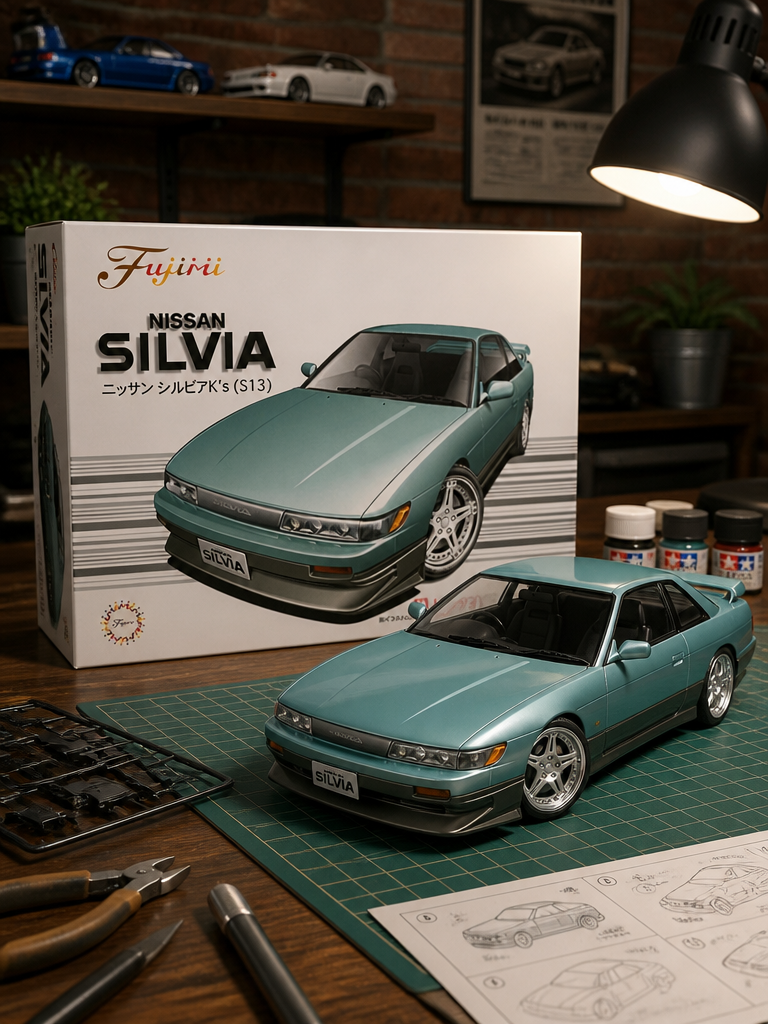 Пластиковая сборная модель Nissan Silvia S13 в масштабе 1:24, автомобильный набор, длина 160 мм