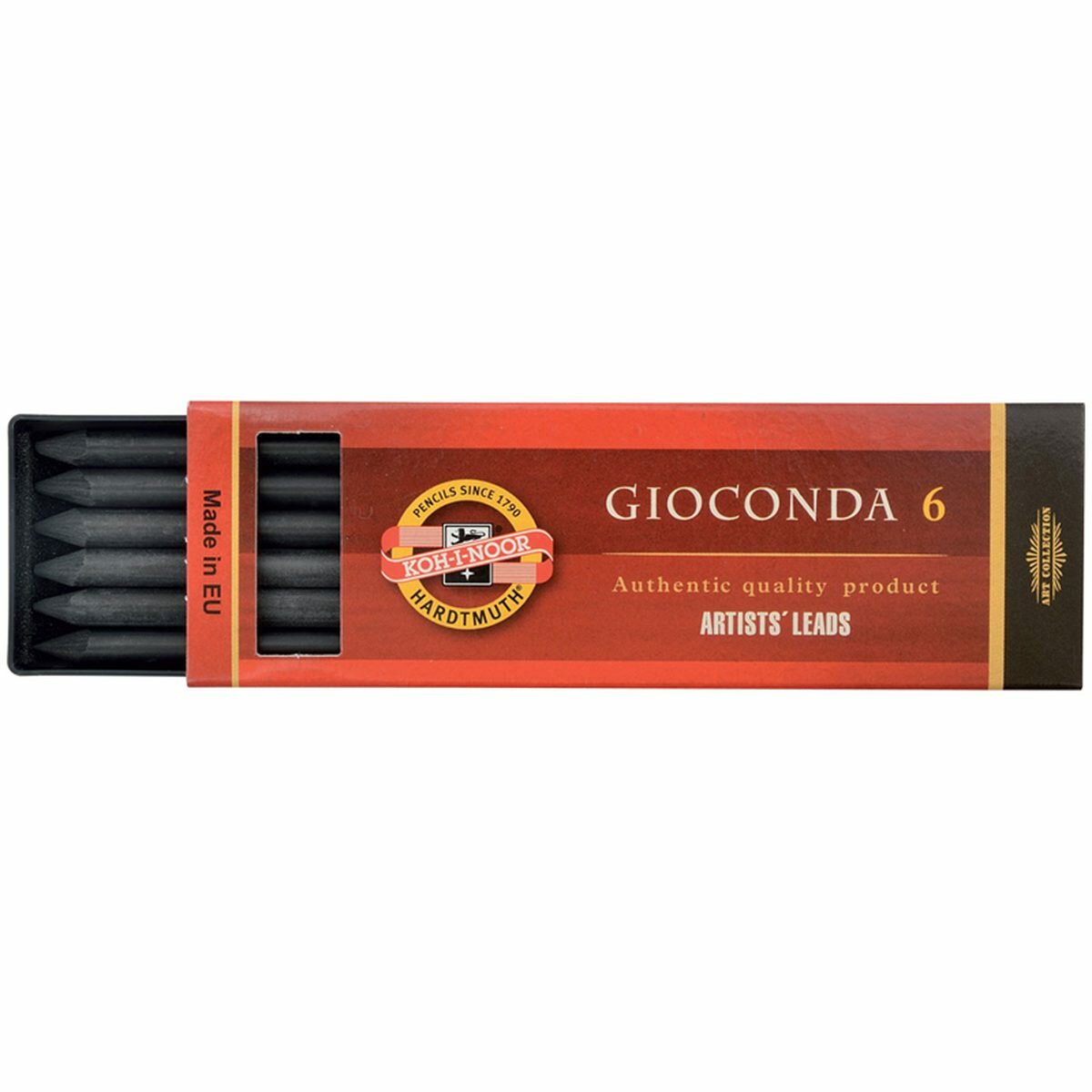 Сменные стержни для цанговых карандашей Koh-I-Noor "Gioconda" (H, 5,6мм, 6шт, круглый) пласт. короб (4345003004PK), 12 уп.
