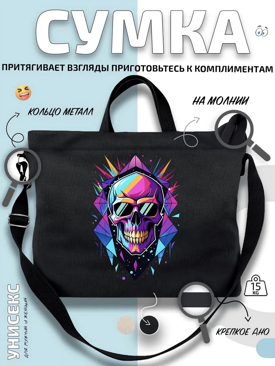 Сумка шоппер  Череп геометрический
