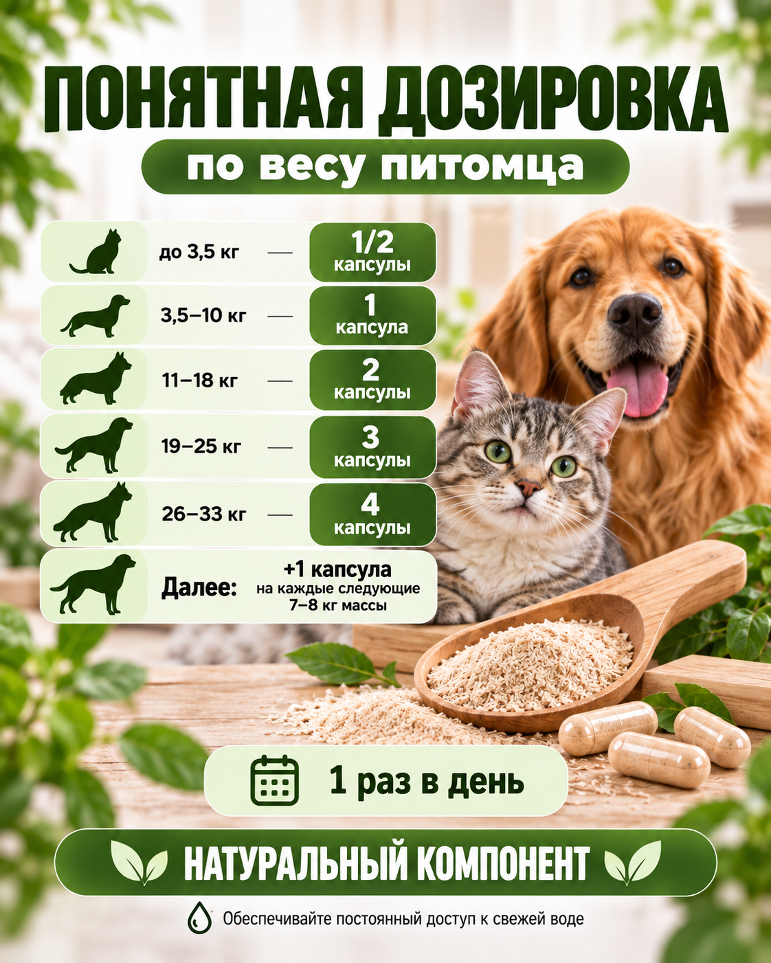 Псиллиум для собак и кошек LapviX в капсулах 500 мг. 60 капсул — фото 1